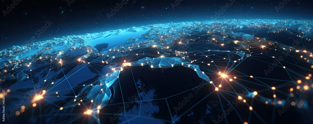 Map grid connection of the planet earth. Global network design ...