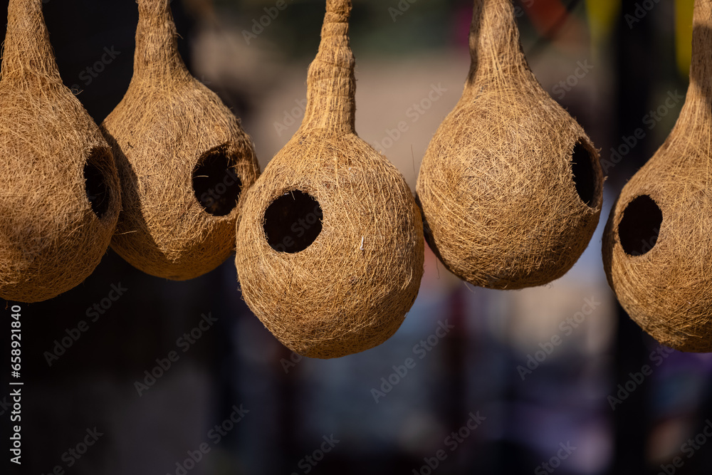 Handicraft Jute art, handmade bird nest made with jute in display at ...