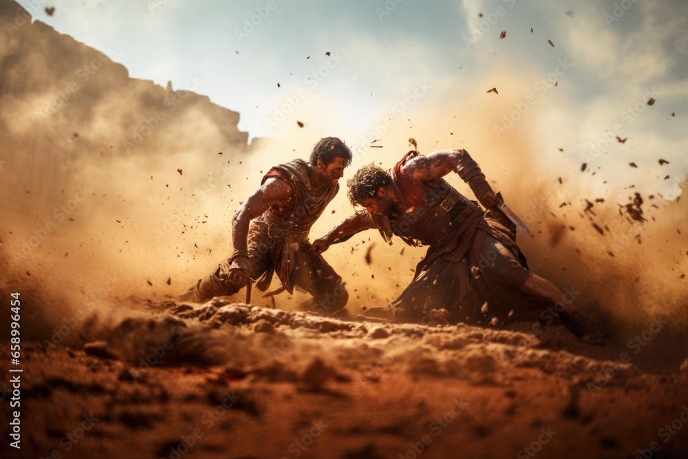 gladiators fighting until death. roman, spartan, etruscan, greek ...