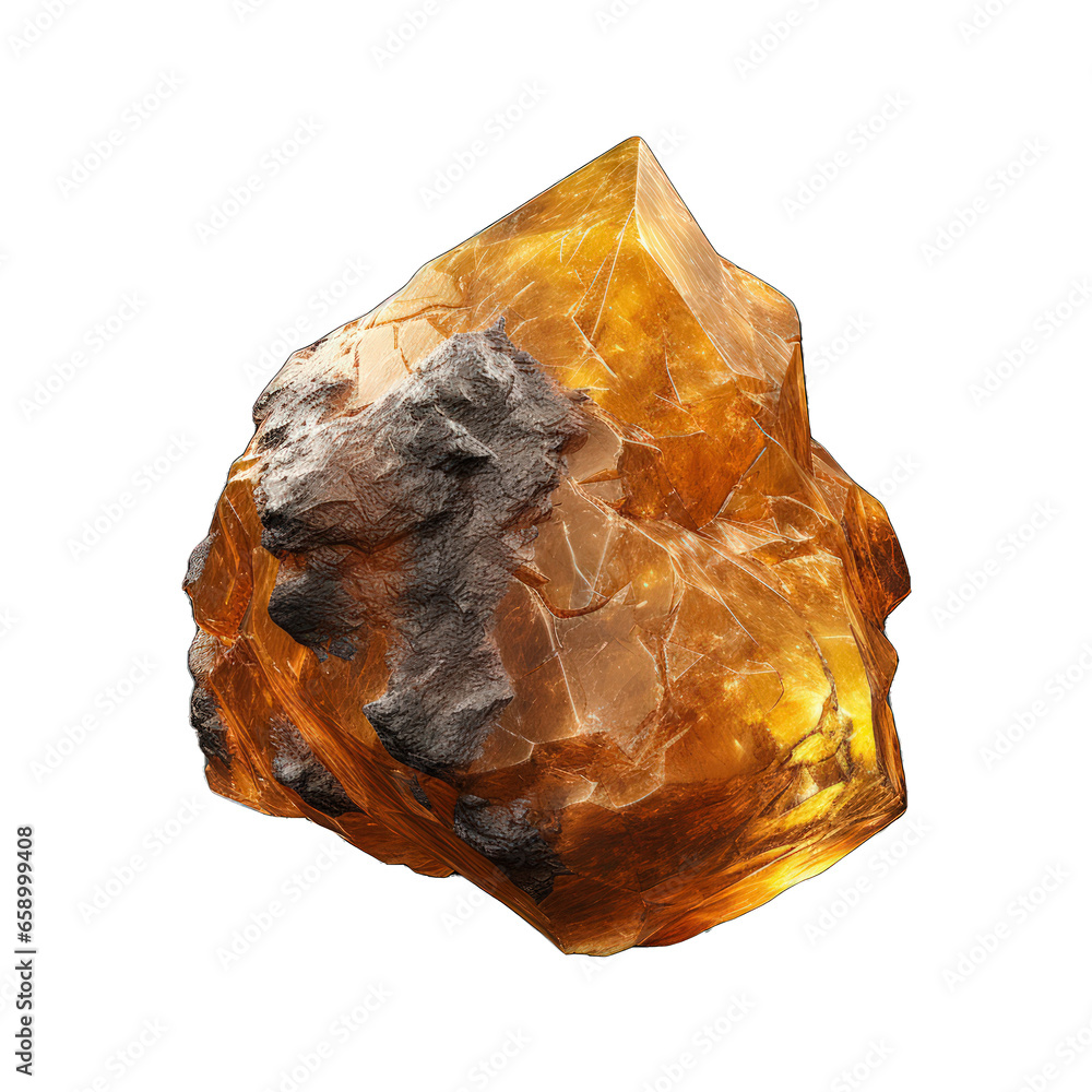 This is an image of a brightly colored yellow stone mineral, with its ...
