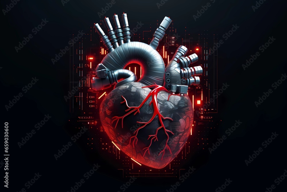 Where Biology Meets Technology: Heart Rate Merge Stock Illustration ...