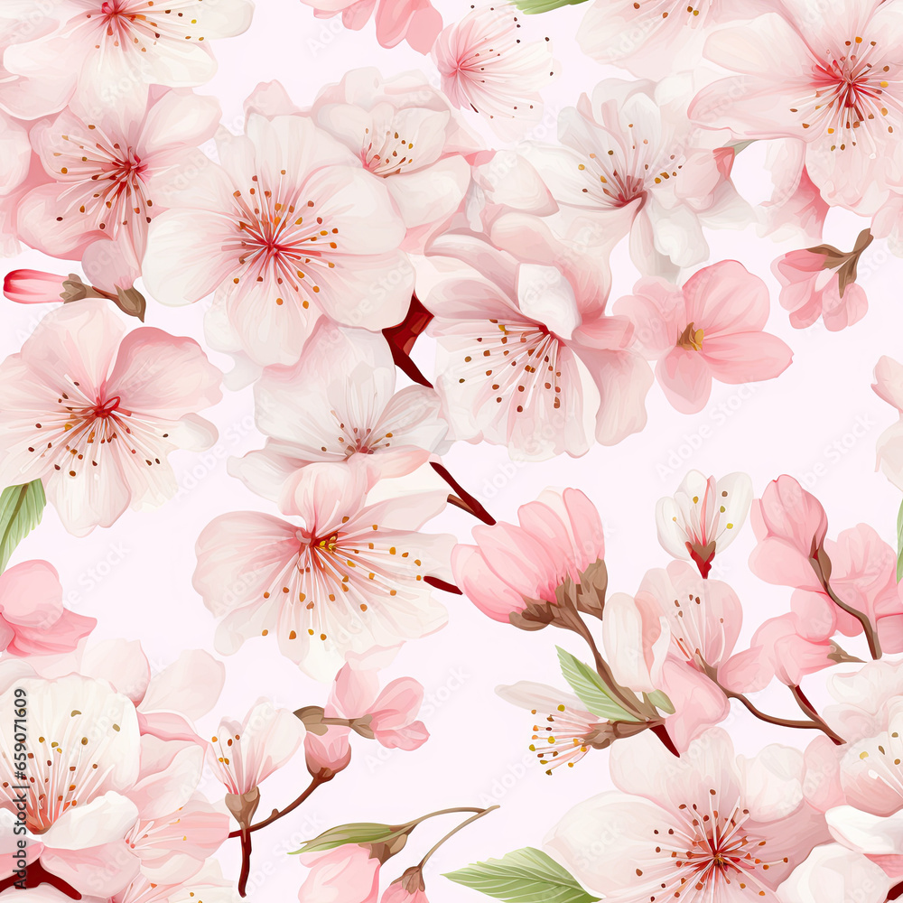 Watercolor Cherry Blossom Pattern , Sakura Flowers , Floral Seamless ...