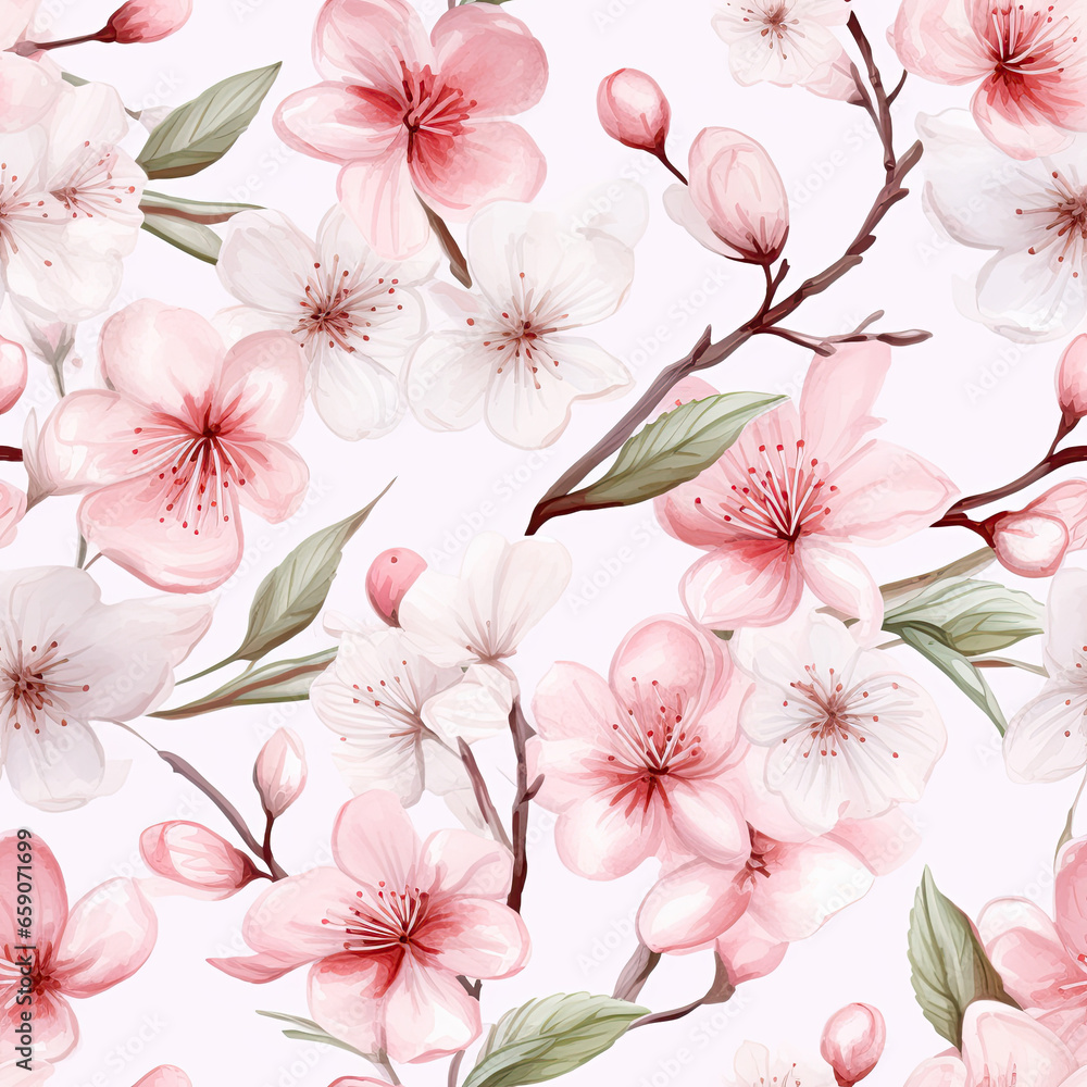 Watercolor Cherry Blossom Pattern , Sakura Flowers , Floral Seamless ...
