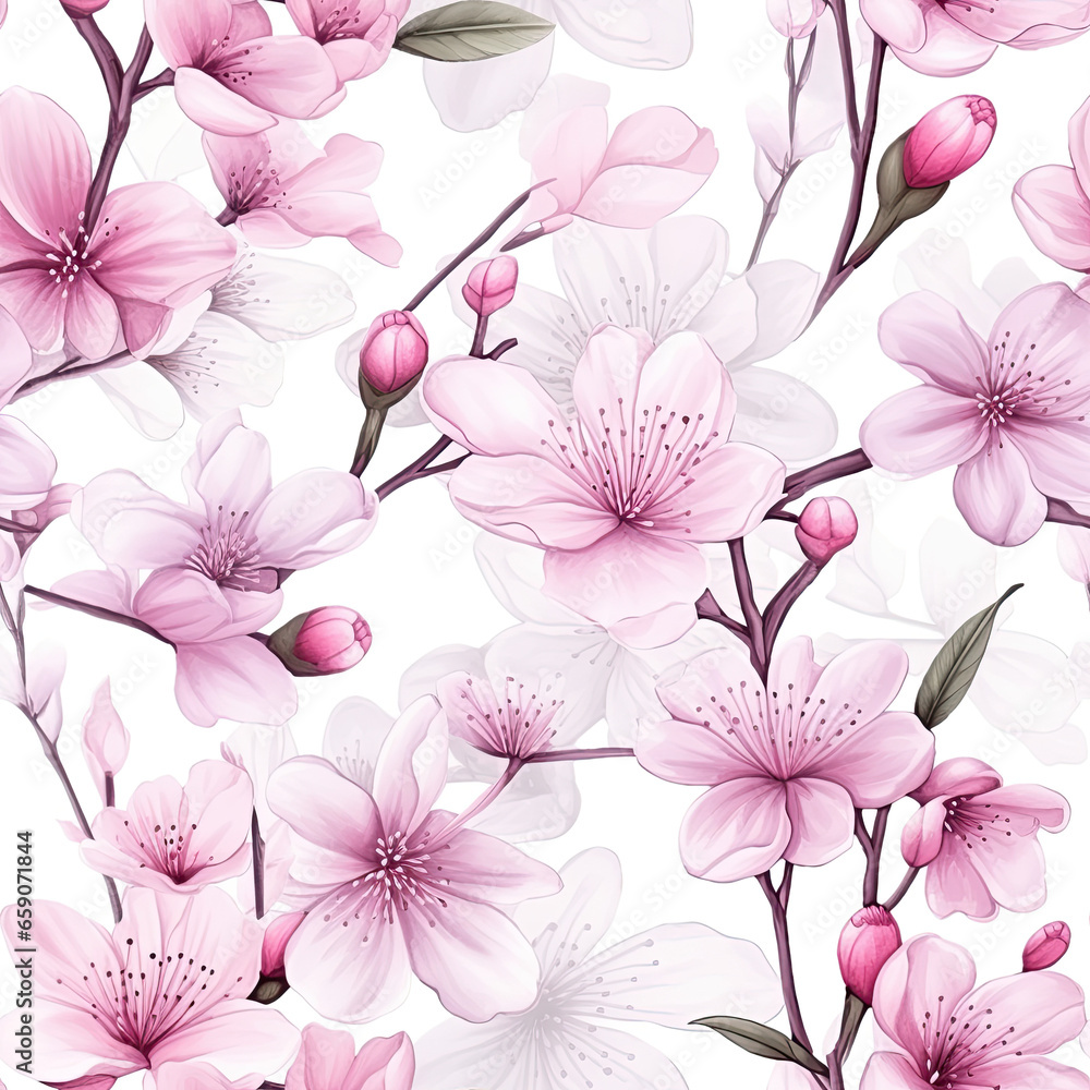 Watercolor Cherry Blossom Pattern , Sakura Flowers , Floral Seamless ...