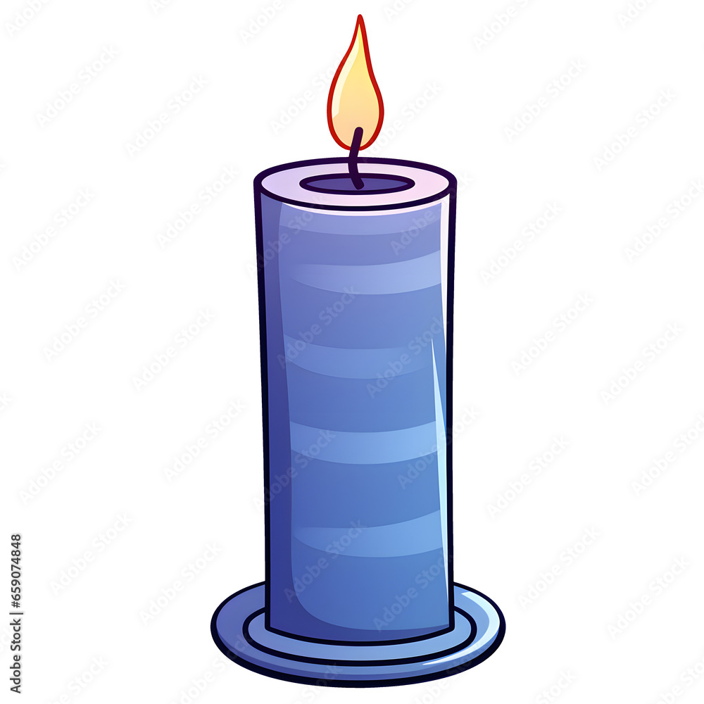 cartoon clipart of a candle in the color Indigo, birthday clipart ...