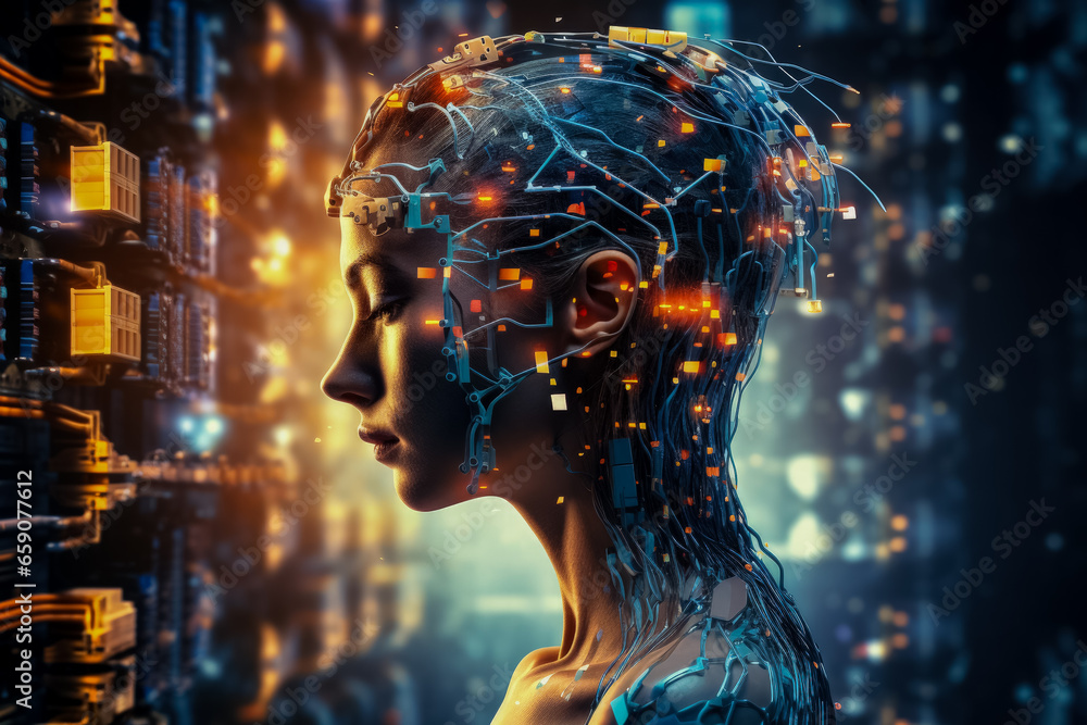 Cutting-edge AI tech utilizes advanced algorithms to mimic human intelligence Stock Illustration ...