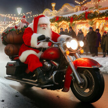 Vintage Santa On A Motorcycle Free Stock Photo - Public Domain Pictures