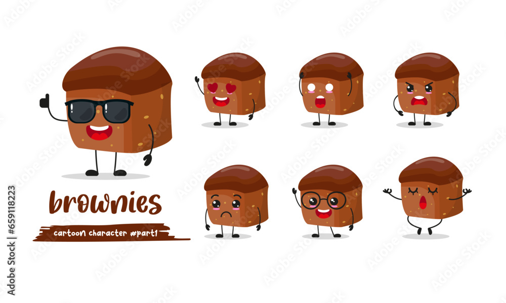 Vetor cute brownies cartoon with many expressions. bakery different ...