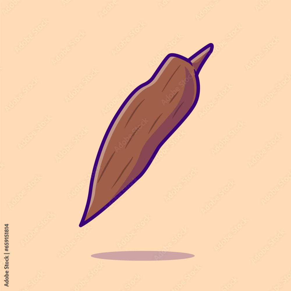 เวกเตอร์ Stock Cassava Vegetable Cartoon Vector Icon Illustration. Food ...