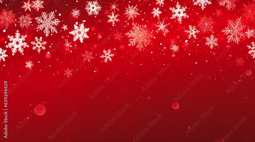 snowflakes falling down red background banner holding gift arcane ...
