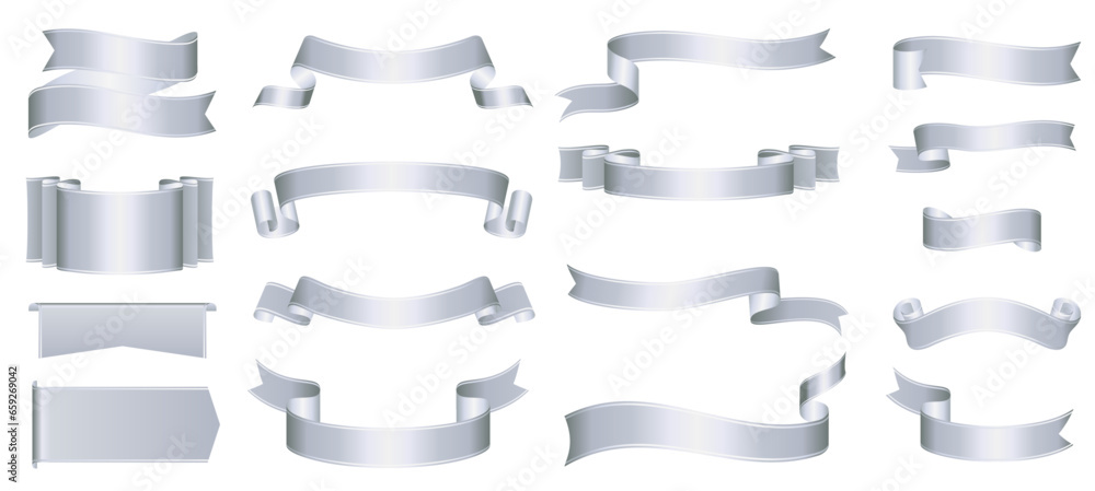 silver ribbon banner design material Stock Vector | Adobe Stock