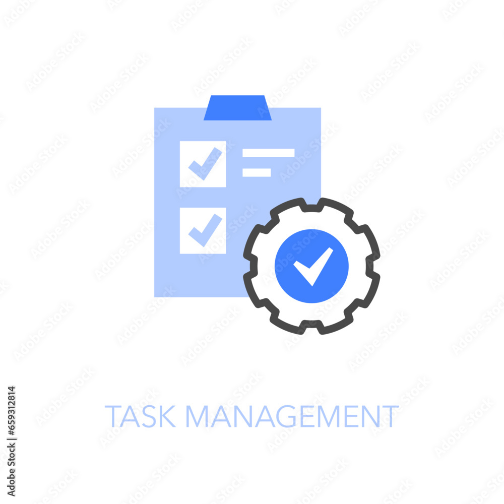 Simple visualised task management icon symbol with a control checklist ...