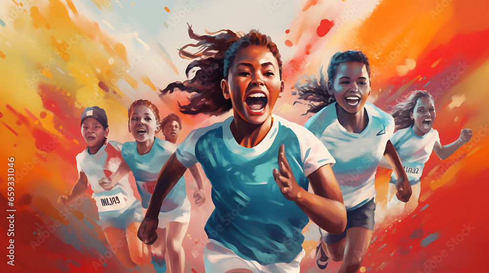 girls and boys engaged in team sports, competing together and ...