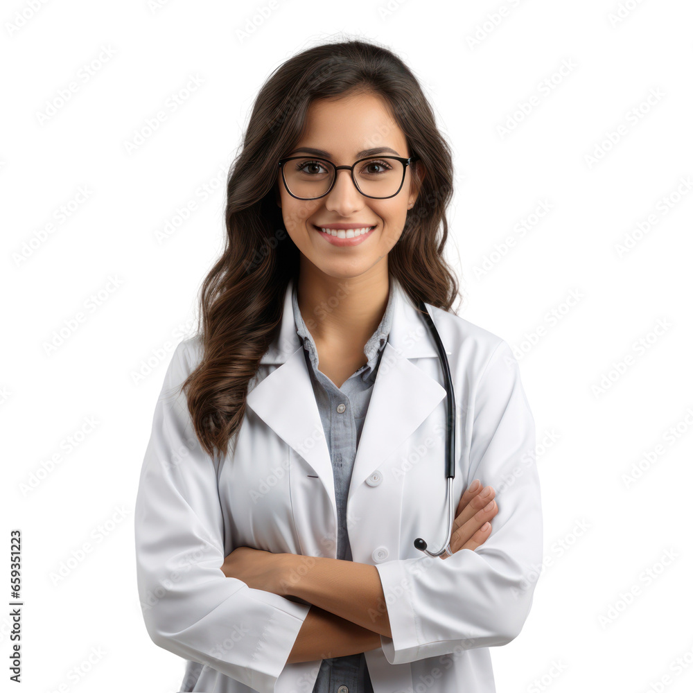 Female doctor portrait isolated on white transparent background, Young ...