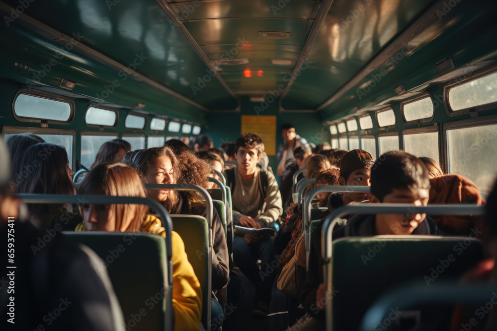 Inside the students bus Stock Photo | Adobe Stock