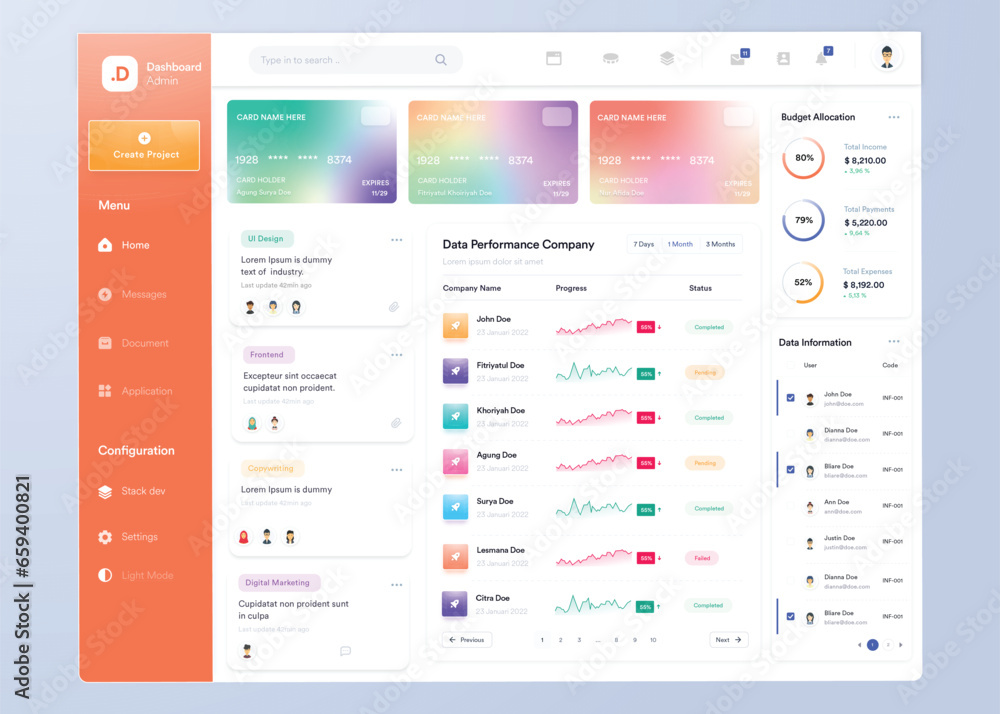 UI UX Infographic dashboard. UI design with graphs, charts and diagrams ...