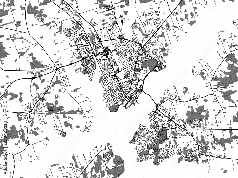 Greyscale vector city map of Charlottetown Prince Edward Island in ...