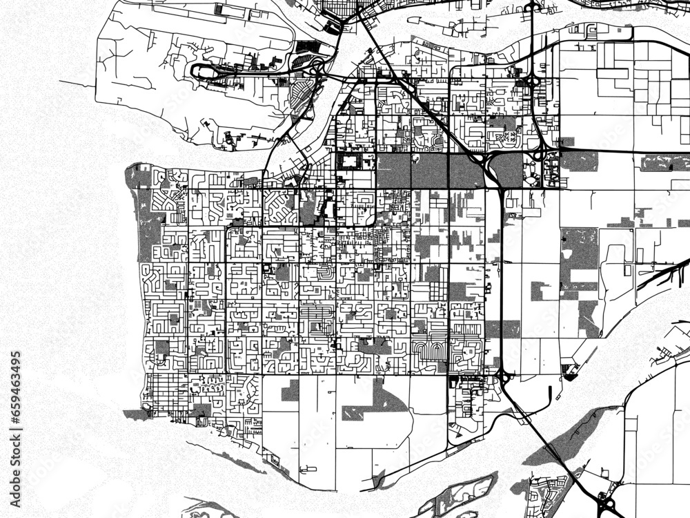 Greyscale vector city map of Coquitlam British Columbia in Canada with ...