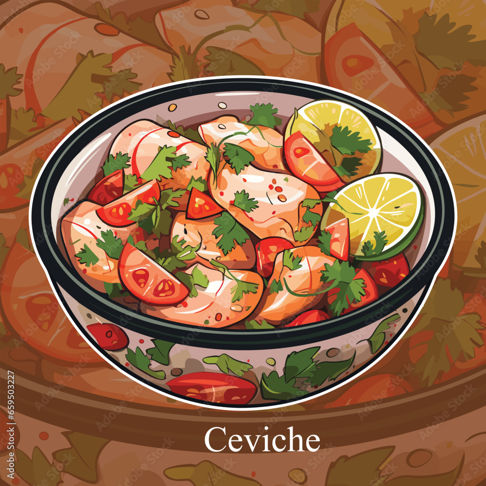 Realistic Vector Illustration of Ceviche Stock Vector | Adobe Stock