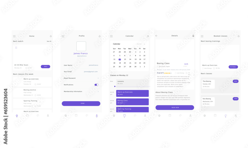 Boxing Club & Sports School App Ui Kit Template with Thai Boxing & Kick ...