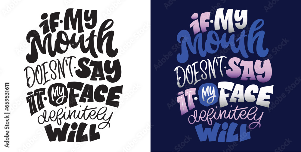 Set with hand drawn lettering quotes in modern calligraphy style ...