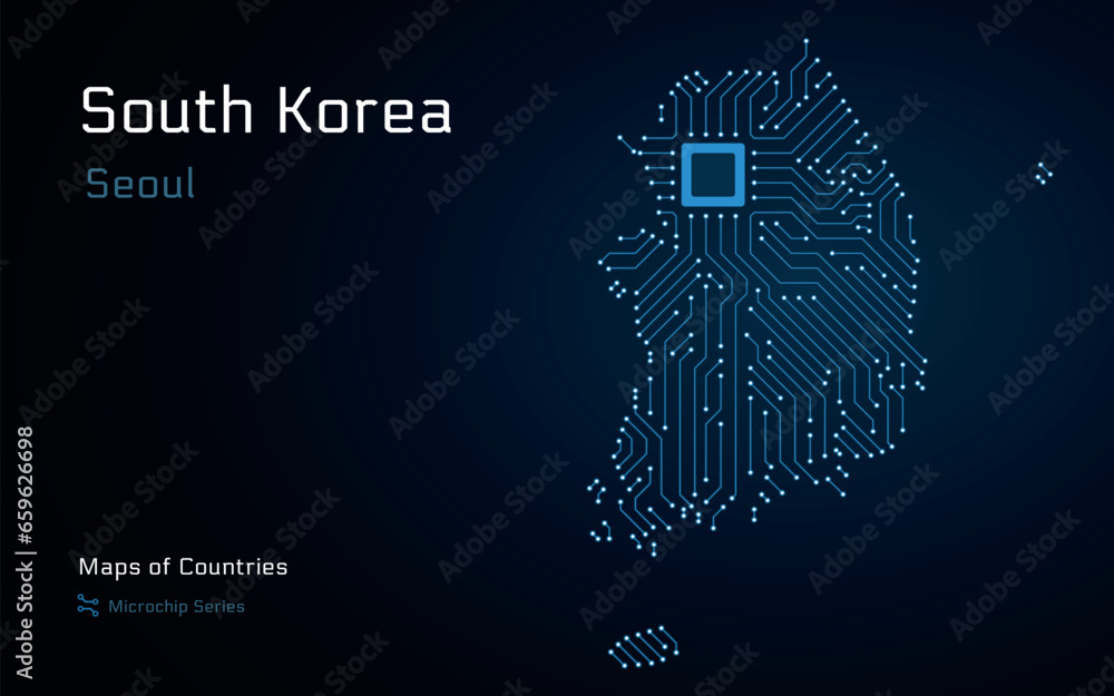 Creative map of South Korea. Political map. Seoul. Capital. World ...