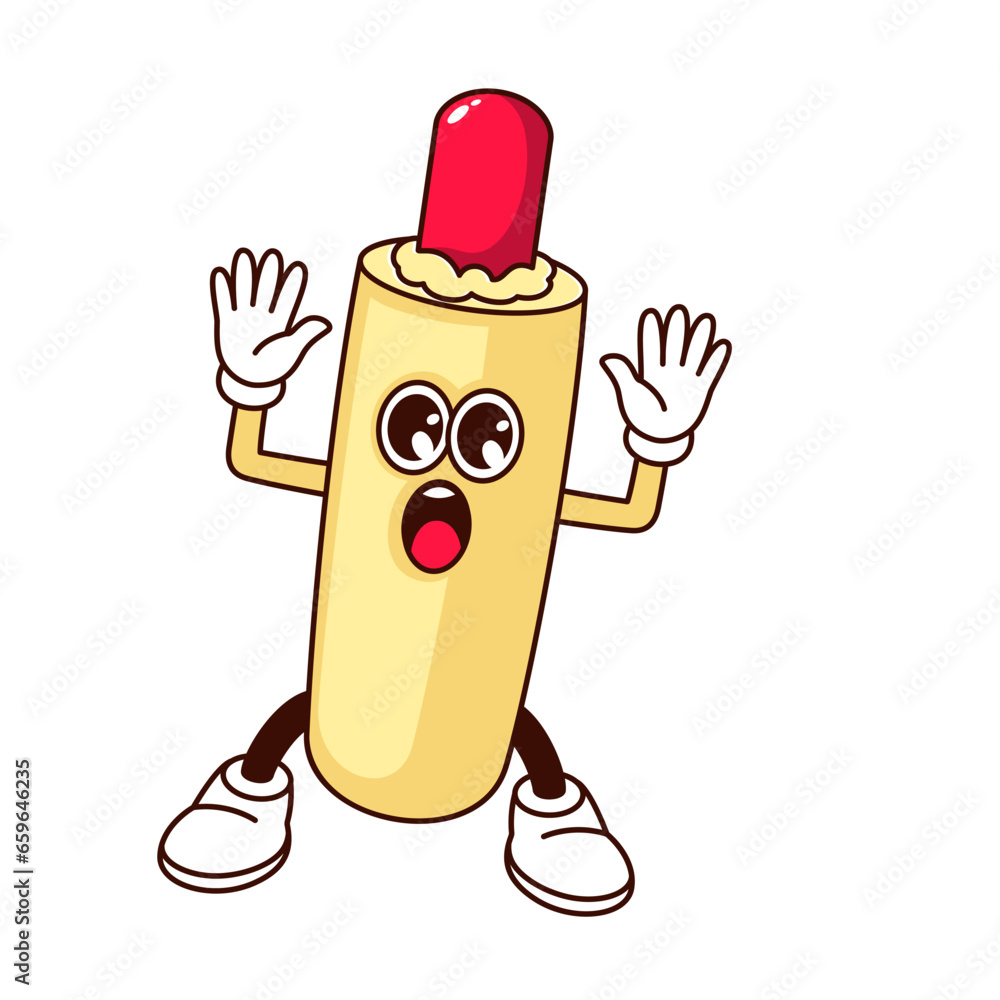 Groovy hot dog character vector illustration. Cartoon isolated retro ...
