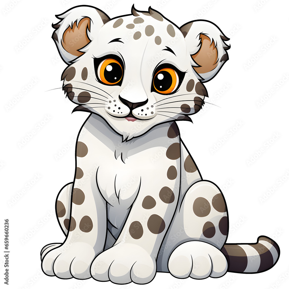cartoon clipart of Snow Leopard, cartoon animal clipart, wildlife ...