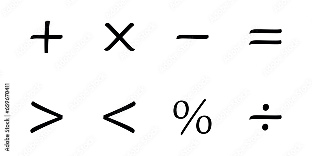 Vektor Basic math symbols for kids. Mathematical operations symbols ...