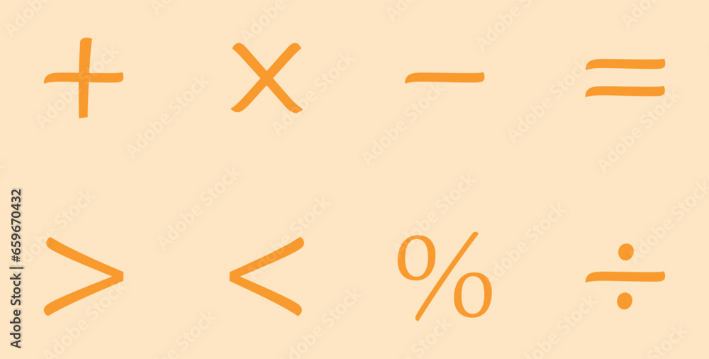 Basic math symbols for kids. Mathematical operations symbols. Plus ...