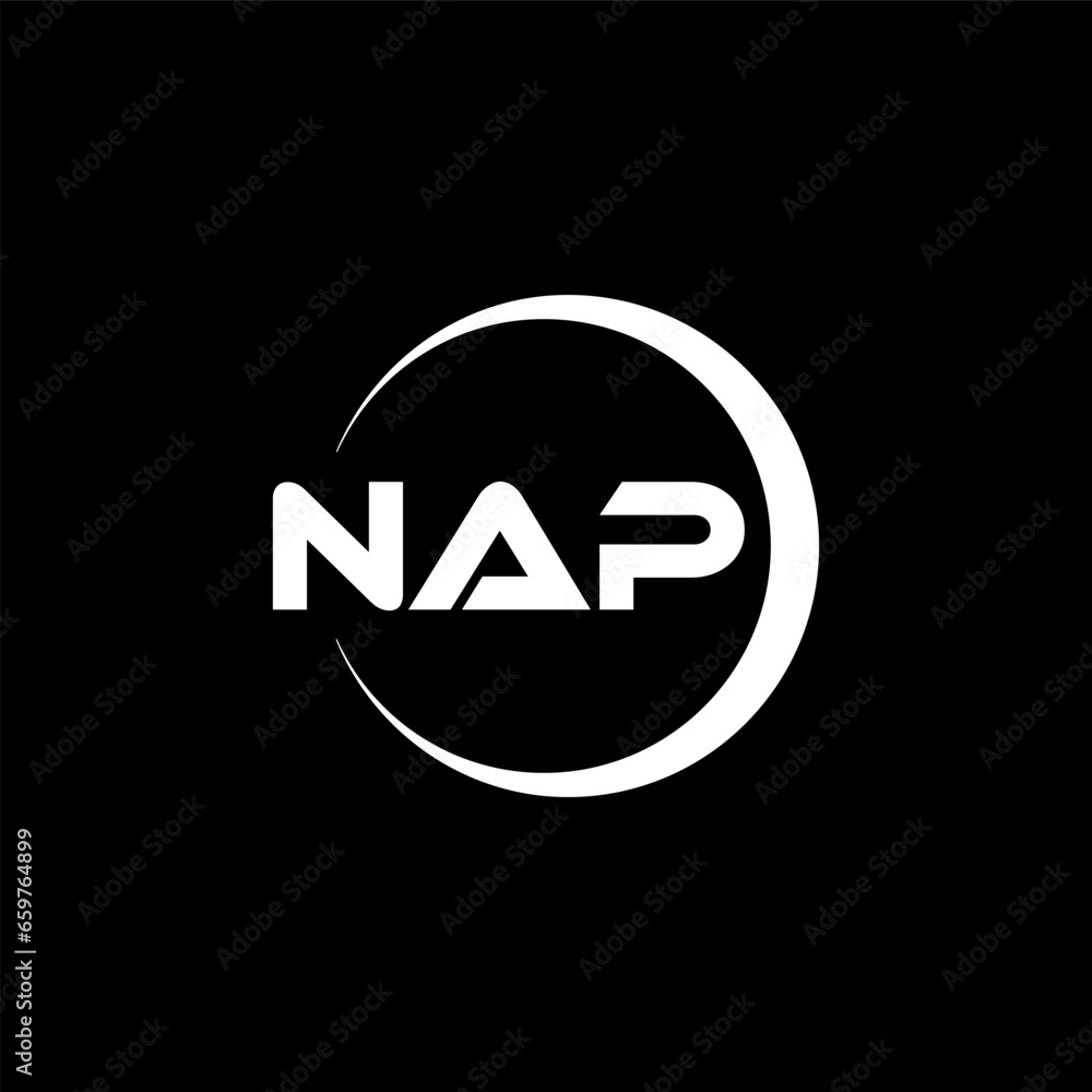 NAP letter logo design with black background in illustrator, cube logo ...