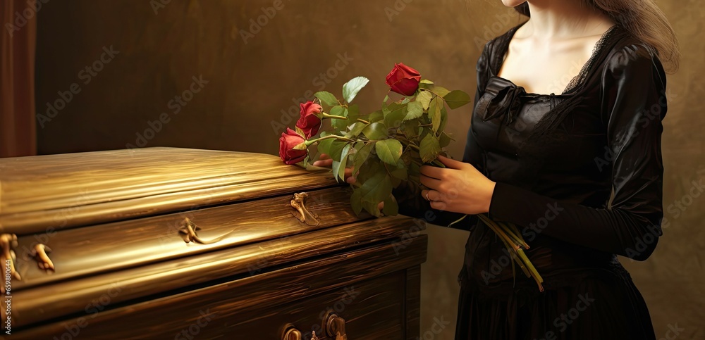 In memoriam. Mourning departed. Farewell to loved one. Funeral services ...