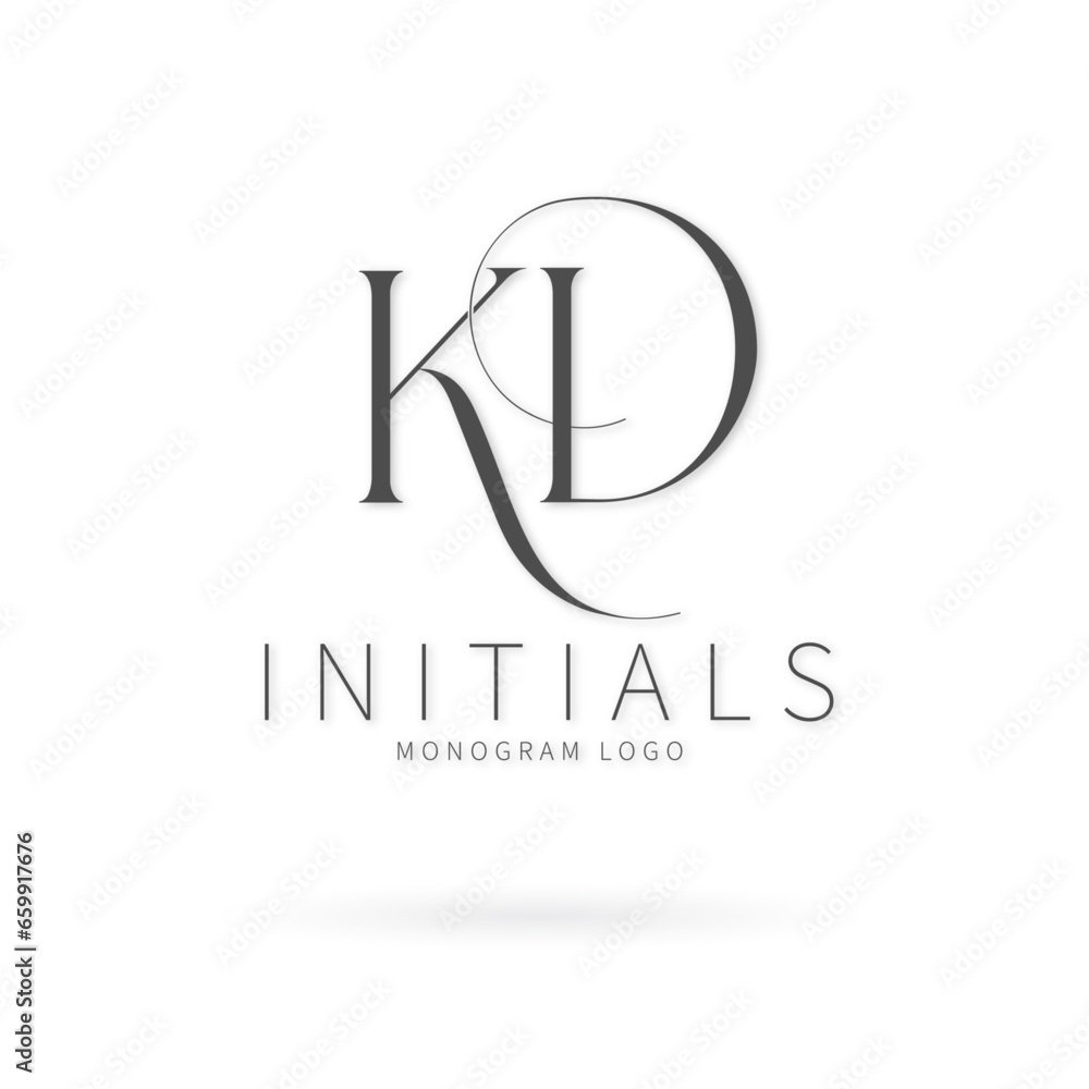 KD Monogram logo, Minimalist Typographic Line Monogram Logo, KD Wedding ...
