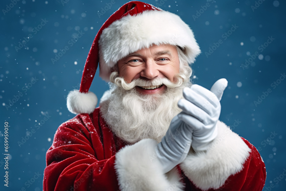 Old man in Santa Claus costume smiling and clapping hands isolated on ...