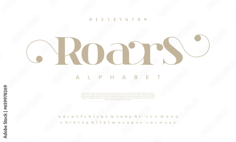 Roars premium luxury elegant alphabet letters and numbers. Elegant ...