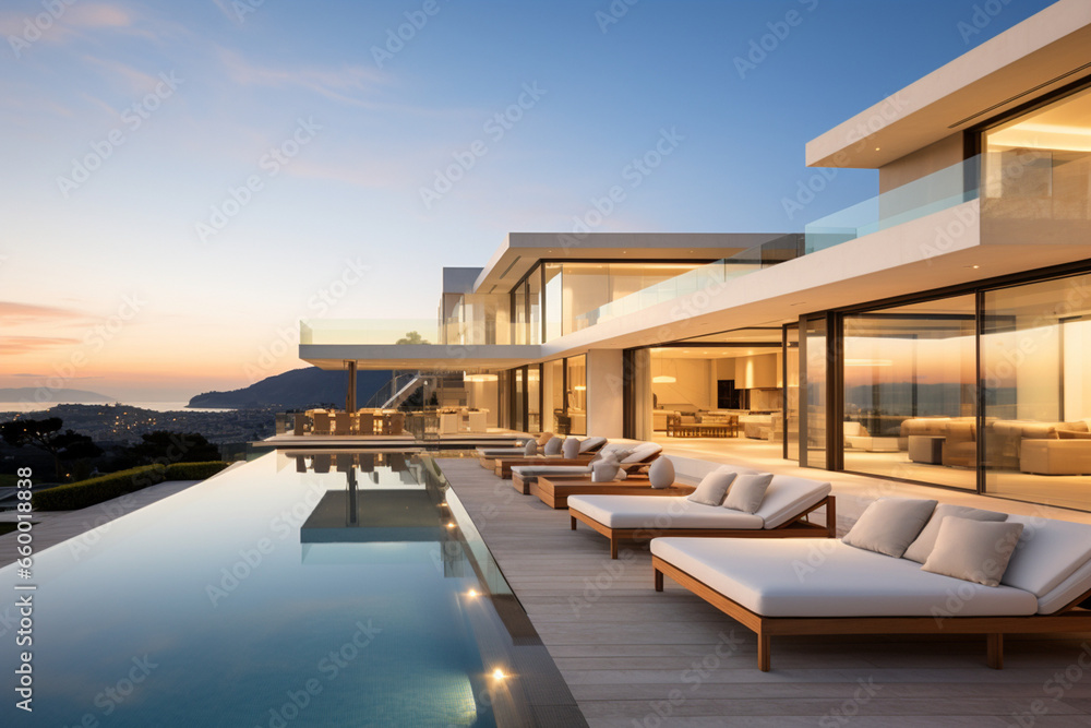 Contemporary Masterpiece: Captivating View of a Modern Villa, Expanding ...