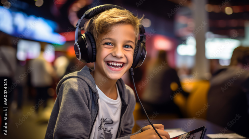 Joy of Modern Gaming: Young Gamer Fully Engrossed in an Exciting ...