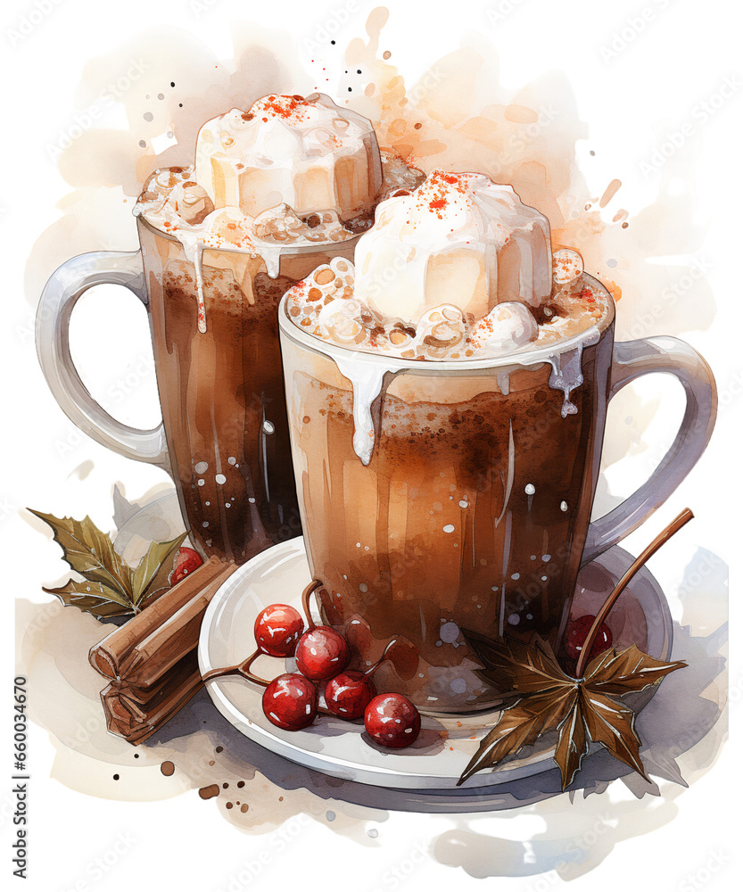 Cozy Winter Coffee Watercolor Clipart Bundle | Sublimation Graphics ...