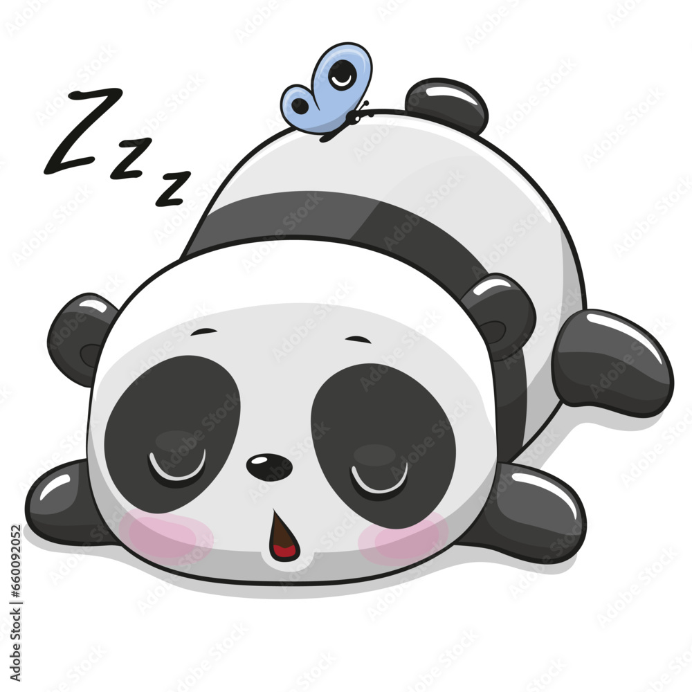 Cartoon Panda sleeping on his belly Stock Vector | Adobe Stock