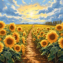 Sunny Sunflower Digital Art Print Free Stock Photo - Public Domain Pictures