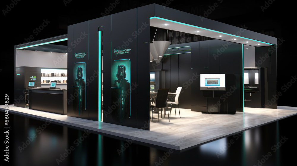 Visualisation vr project, futuristic Commercial stand in exhibition ...
