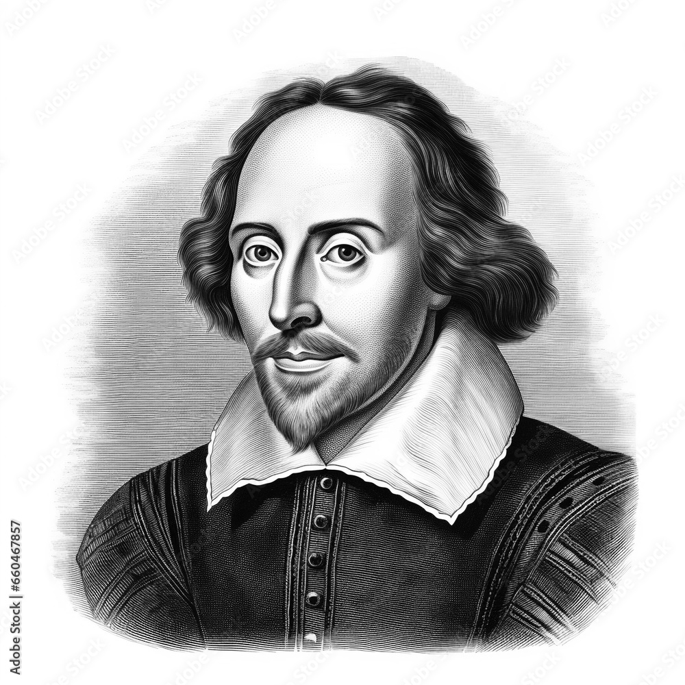 Black and white vintage engraving, headshot portrait of the English ...