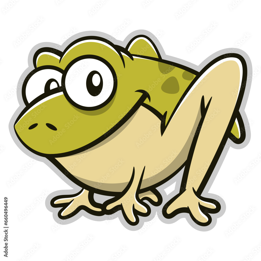 Cartoon illustration of little toad greeting and smile. Best for ...