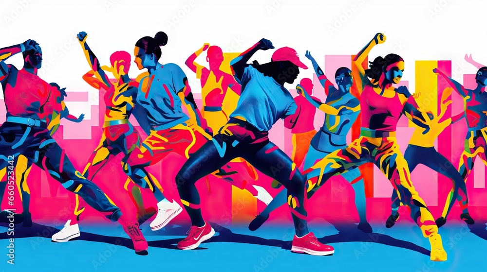 A vintage photo from the 80s captures a group energetically dancing to ...
