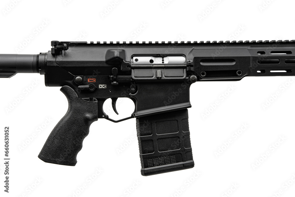 Modern automatic rifle isolated on white background. Weapons for police ...