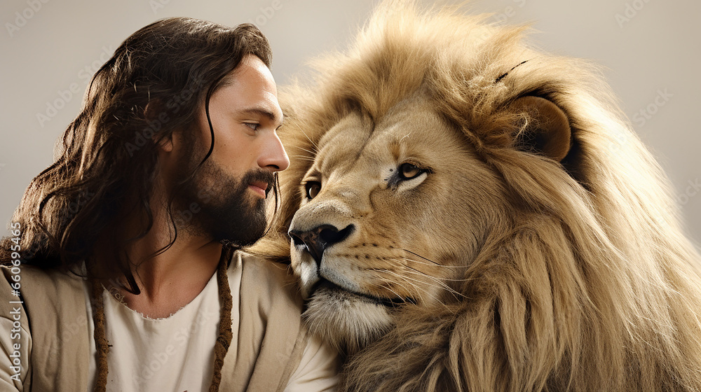 Jesus cristo e leão da tribo de judah, ilustração de fé cristã Stock ...