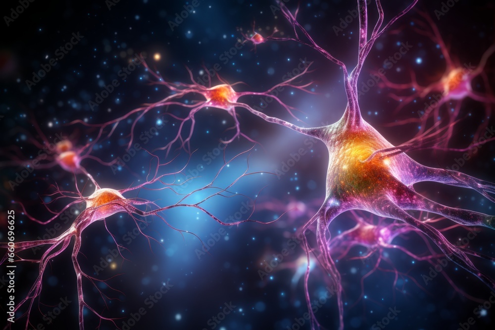 Neuron cells neural network under microscope neuro research science ...