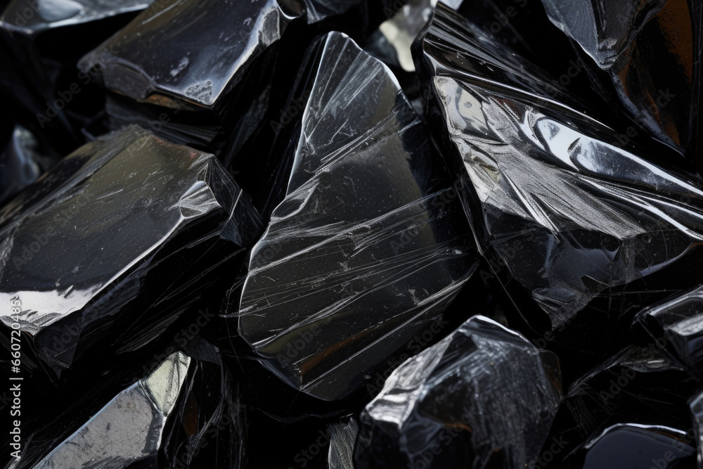 Stock-Foto „Closeup of Glassy Sheen Volcanic Obsidian, revealing its ...