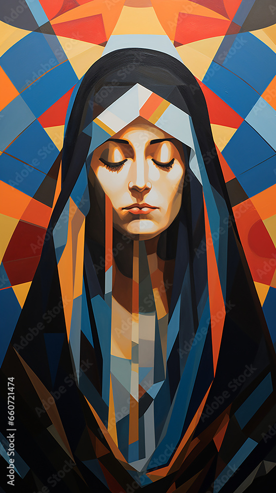 Virgem Maria geométrico, simbolo da fé cristã católica Stock ...