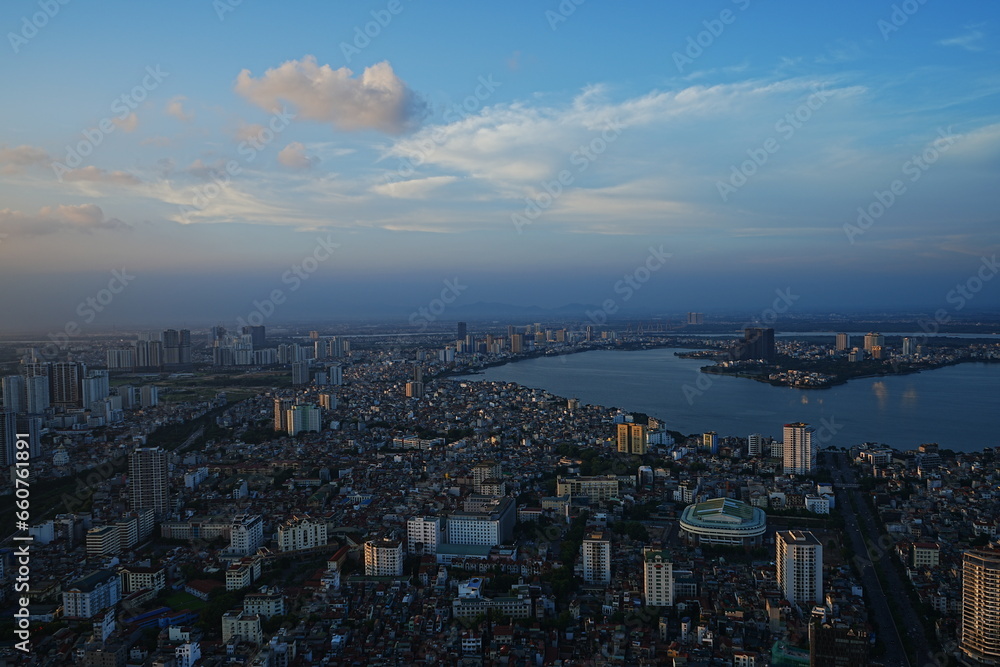 Aerial View of Hanoi City from Top of Hanoi, Rooftop Bar, at Lotte ...